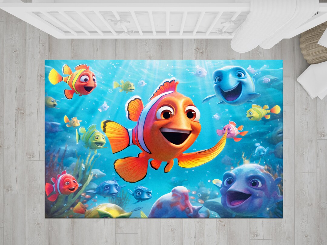 Finding Nemo, Fish Rug, Vibrant Washable Non Slip Fish Nursery Kids Rug ...
