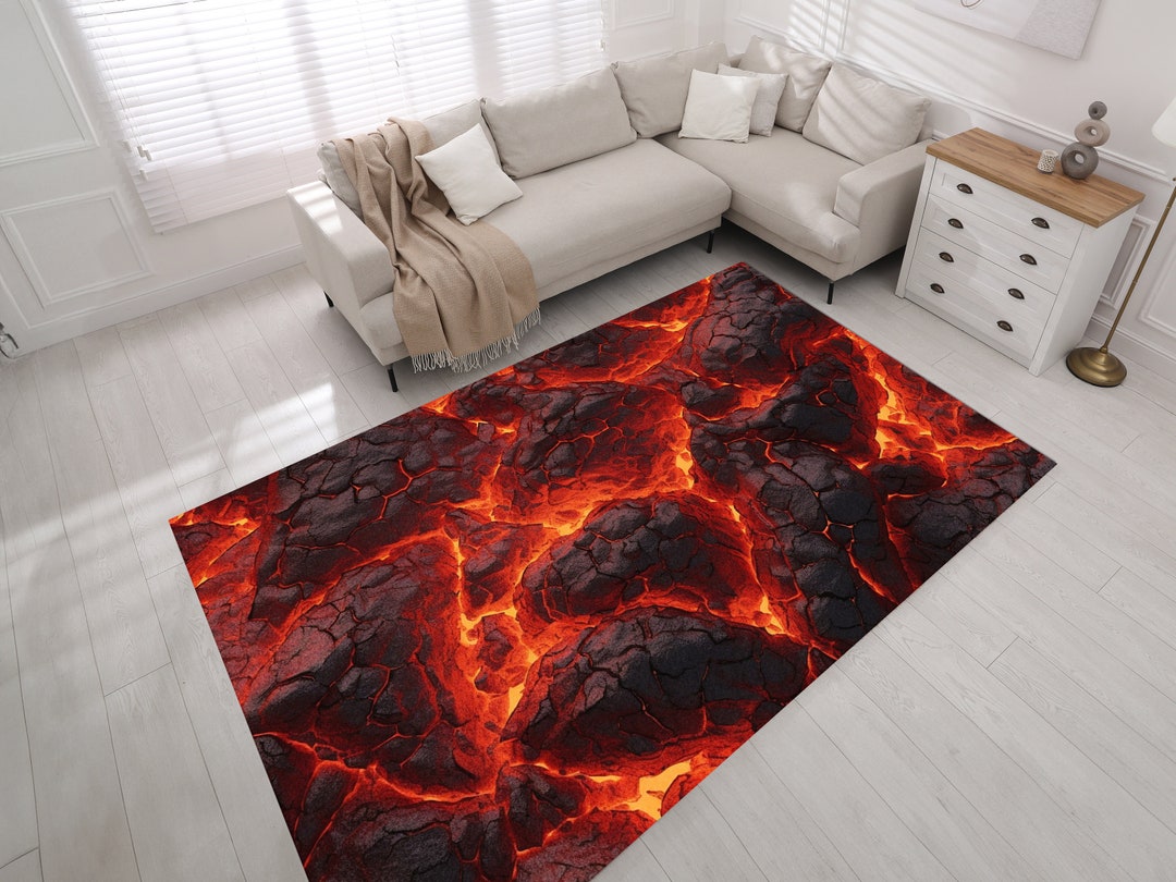 Lava Rug, Hot Lava Rug, Volcano Floor Rug, Lava Pattern Rug, Floor is ...