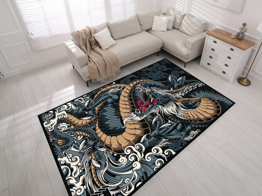 Snake Themed Rug, Snake Decor, Gothic Rug, Snake Patterned Rug, Office ...