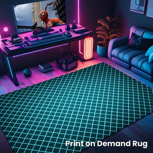 Hexagon Patterned Game Rug, E-spor Rug, Neon Look Rug, Gaming Room Rug ...