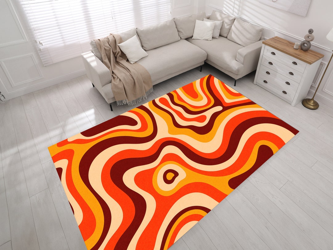 Boho Groovy Rug, Colorful Psychedelic Area Rug, Retro Rug, 70s Rug ...