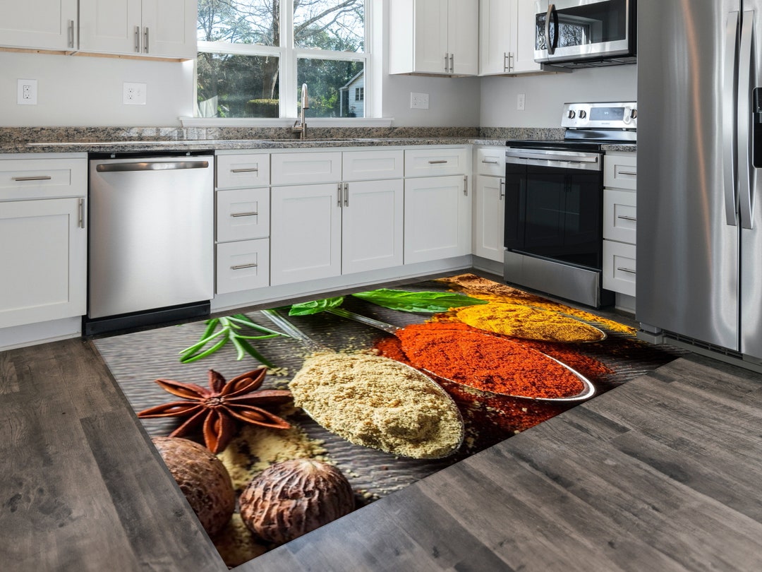 Gift for Kitchen, Vibrant Printed Kitchen Rug Machine Washable Non-slip ...