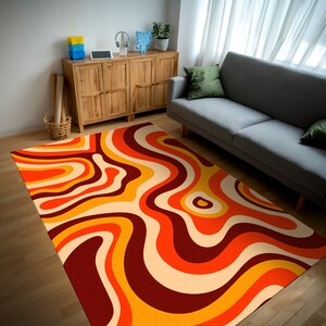 Boho Groovy Rug, Colorful Psychedelic Area Rug, Retro Rug, 70s Rug ...