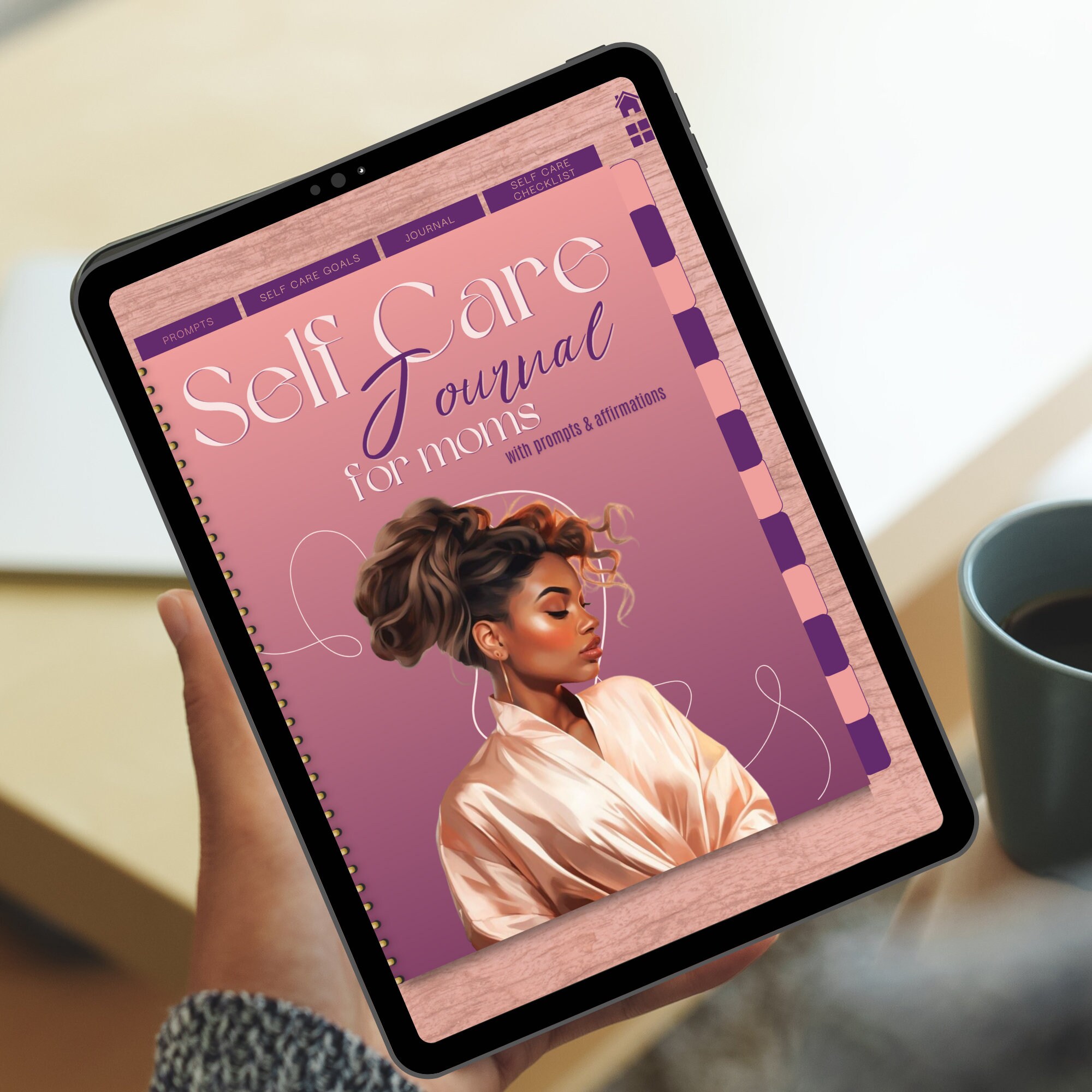 Self Care Digital Planner and Journal for Moms, Hyperlinked 2024 ...