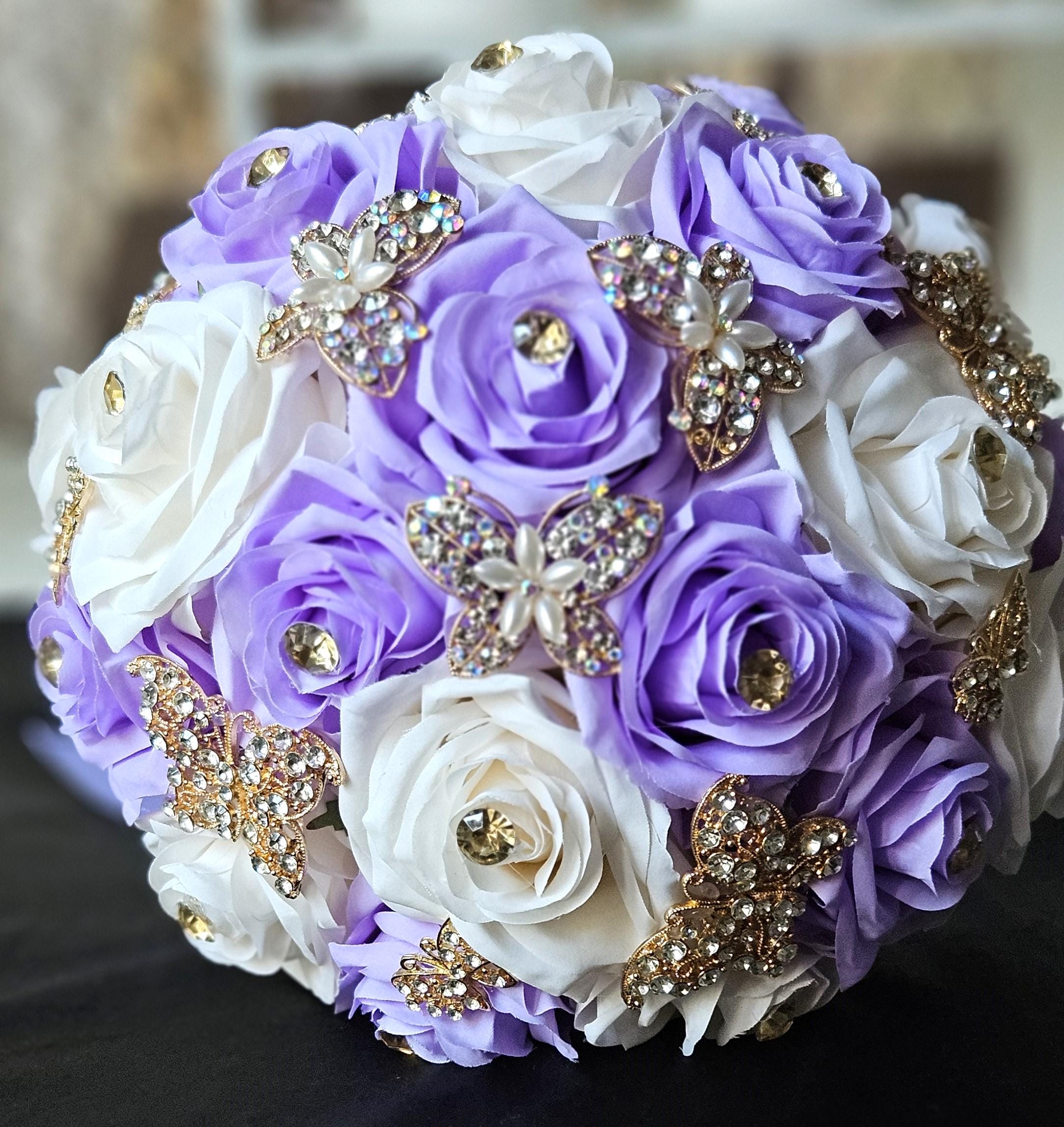 Lavender /ivory / Gold Quinceañera Ramos, Bouquet, Lilac and White ...