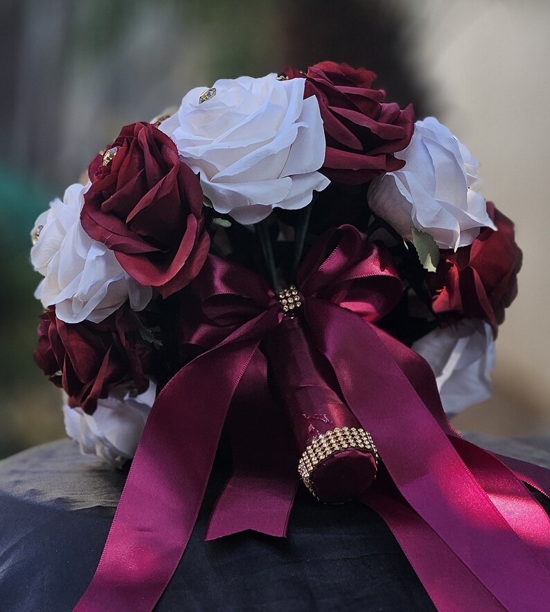 Burgundy/ Ivory Quinceañera or Wedding Ramos, Bouquet, Burgundy and ...
