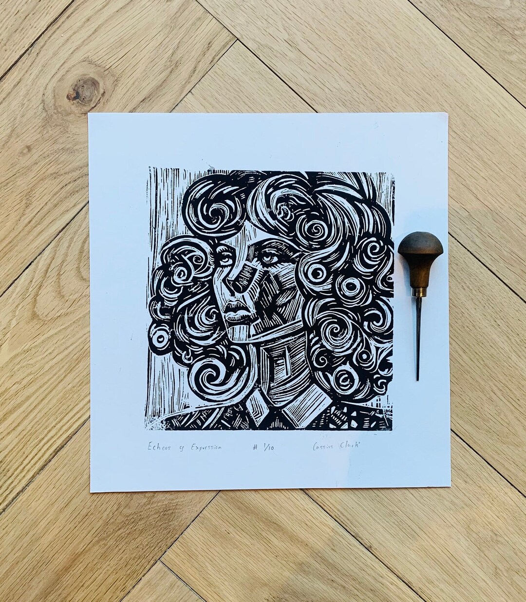 Original Linocut - Inspired by German Abstractionism - 1920's Woman in ...