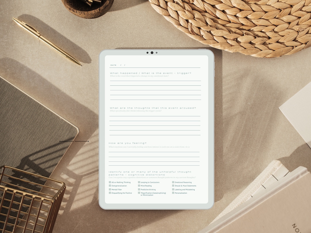 Cognitive Behavioral Therapy Anxiety Journal CBT Printable Worksheets ...
