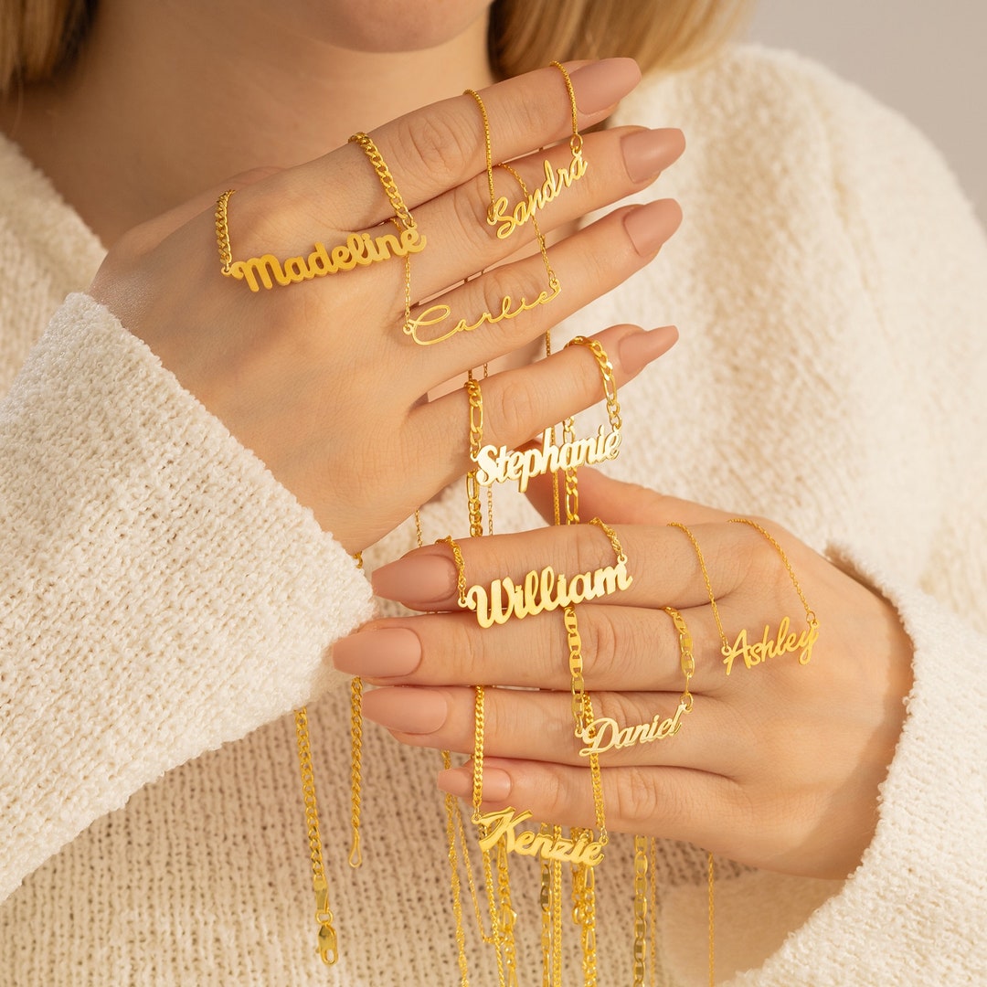 14K Gold Custom Name Necklace, Personalized Name Necklace, Gold Name ...