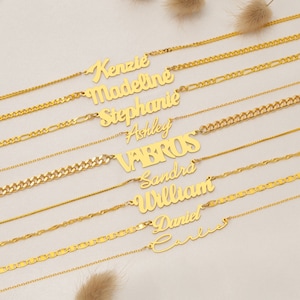 14K Gold Custom Name Necklace, Personalized Name Necklace, Gold Name ...
