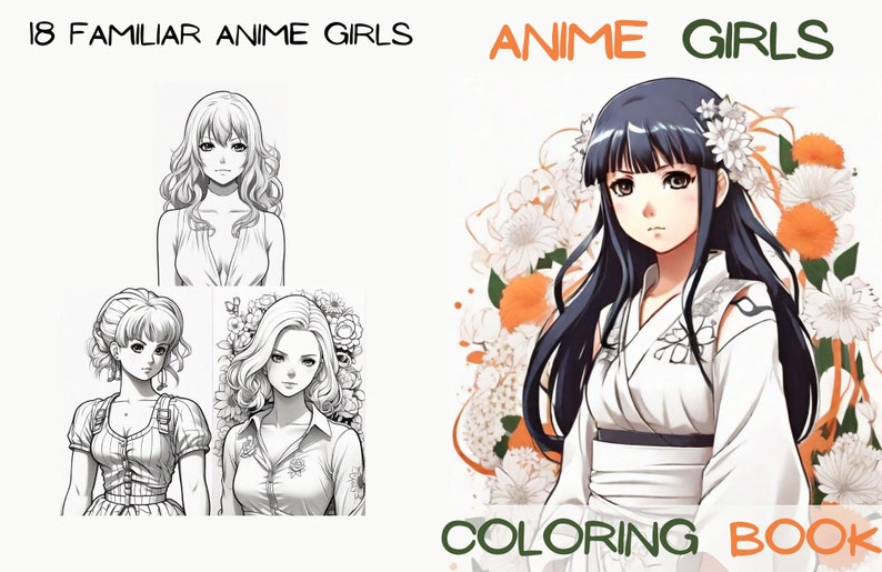Printable Anime Girls Coloring Book for Adults Familiar - Etsy