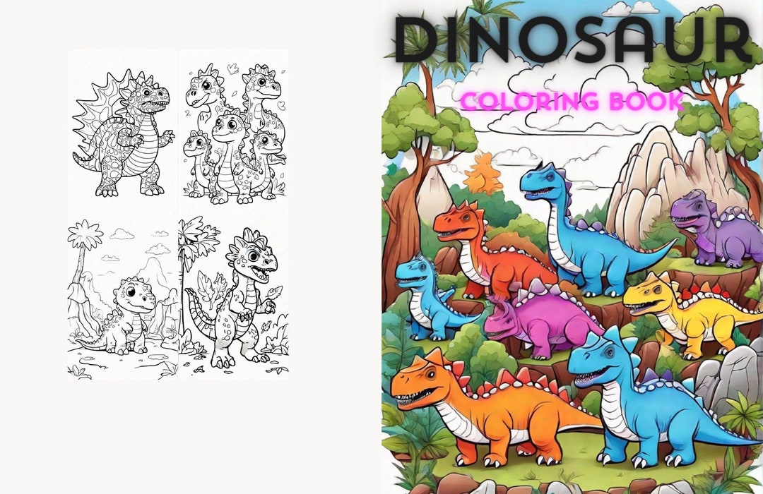 Printable Dinosaur Coloring Book for Kids: Prehistoric Cartoons - Etsy