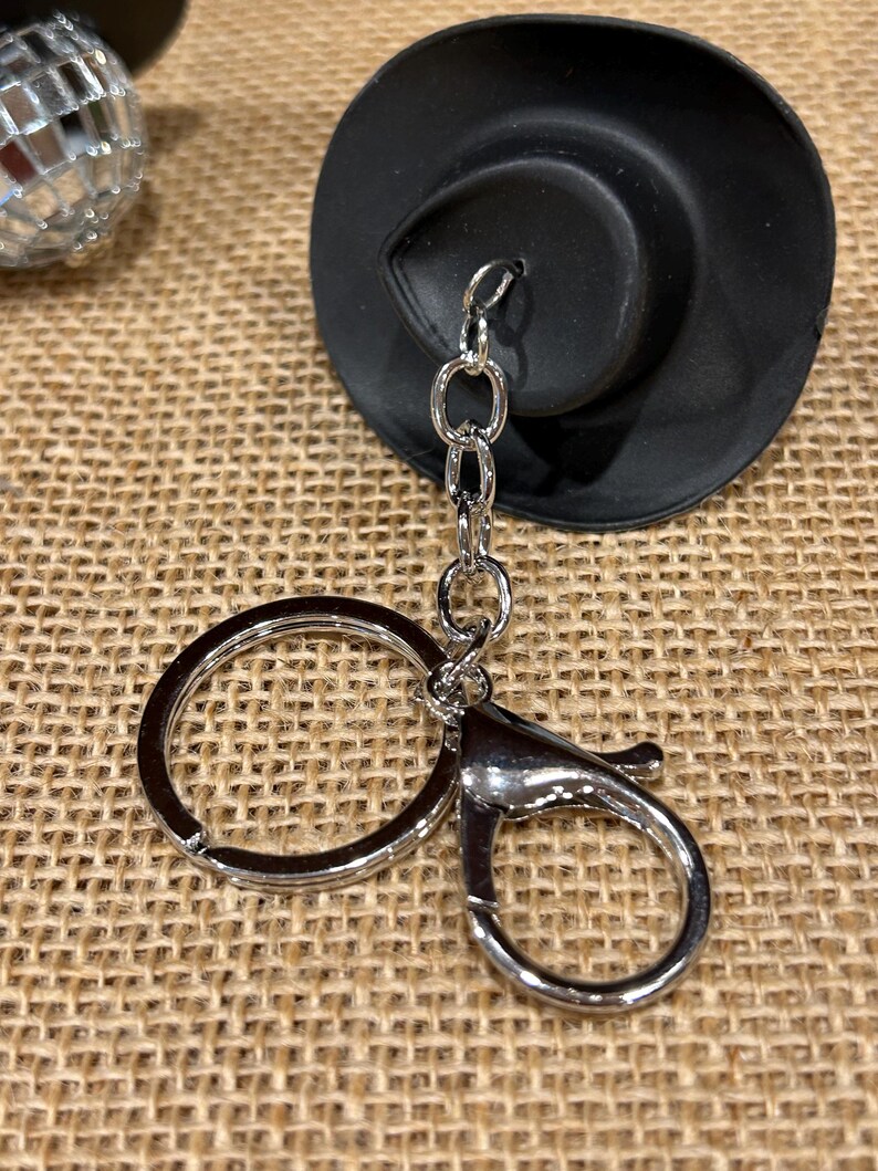 Mini Cowboy Hat on a Disco Ball Keychain Unique Western Keychain Charm ...