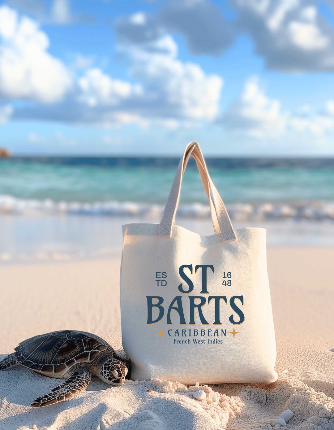 St Barths Canvas Tote Bag Tropical Island French West Indies Caribbean ...