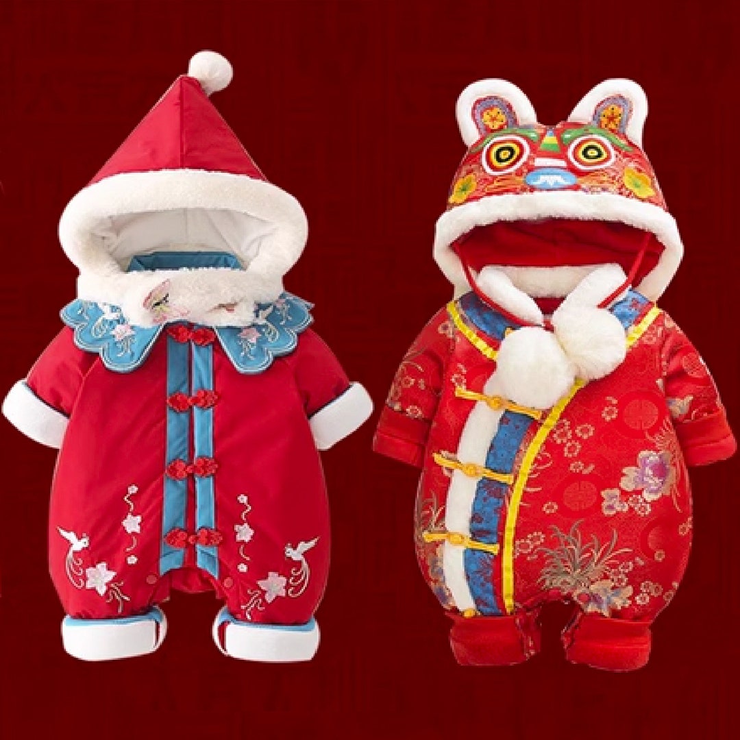 Chinese Style Baby 100 Days Red Clothes Tiger Hat Newborn Hooded Romper ...