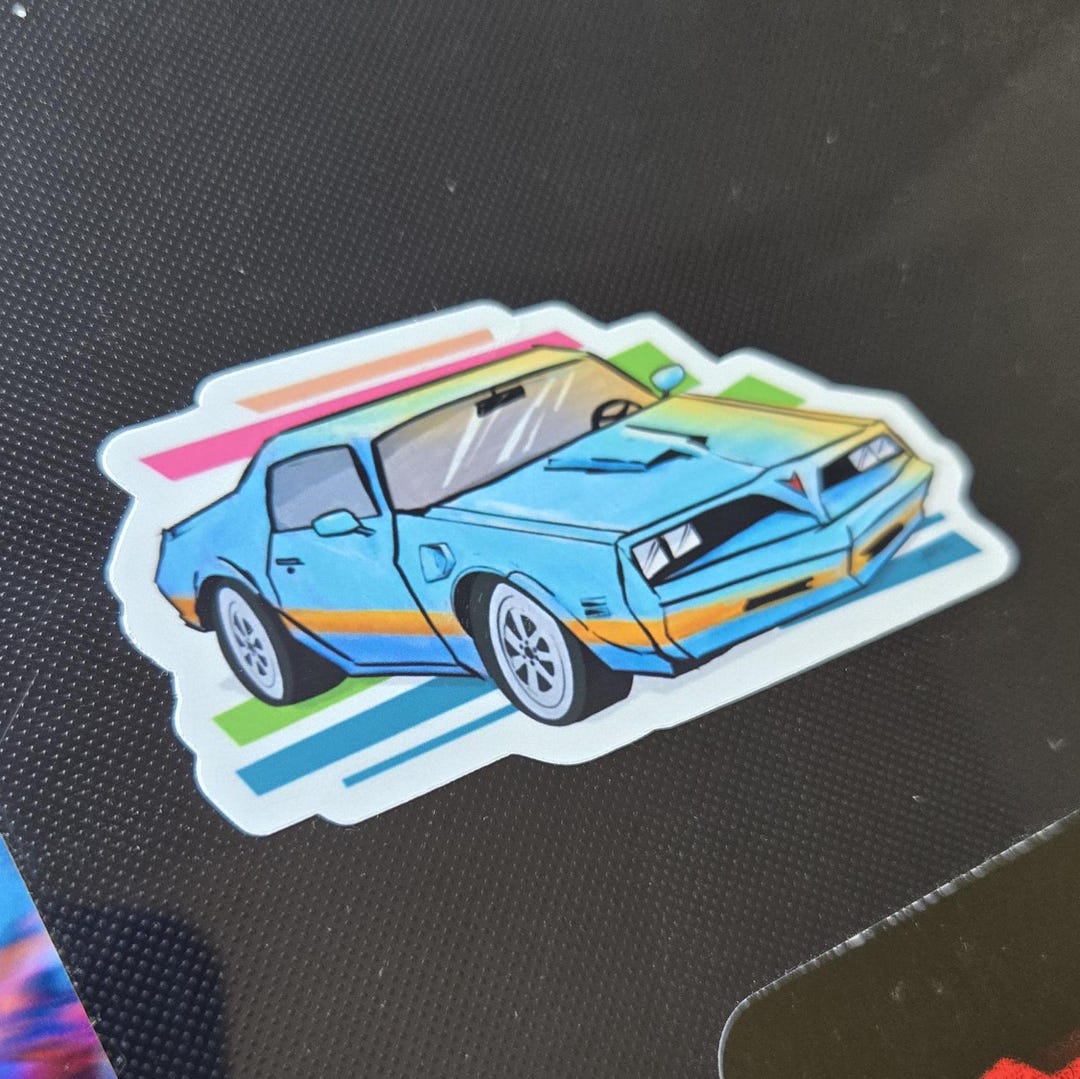 Pontiac Firebird Car Sticker - Fun Colors Comic Style - Classic Car ...