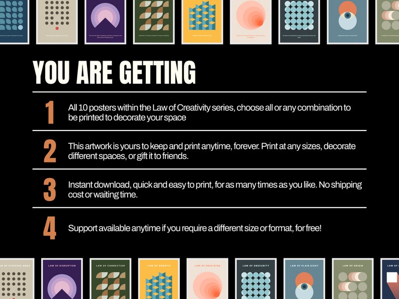 10 Law of Creativity Quote Poster Bundle Minimalistic Wall Art ...