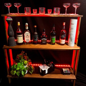 Cherry and Walnut Bar Shelf With RGB Backlighting | Wood Handmade ...