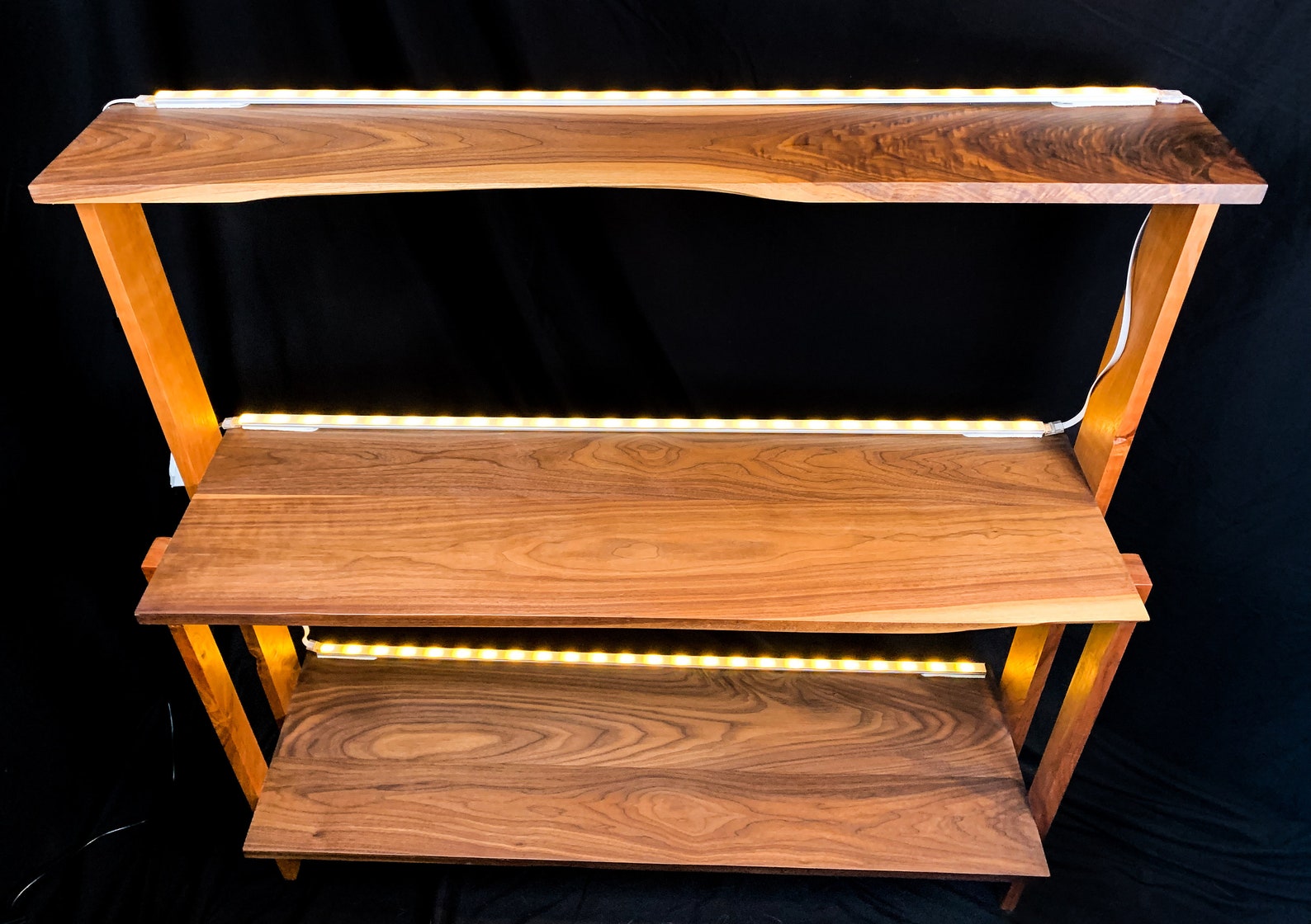 Cherry and Walnut Bar Shelf With RGB Backlighting | Wood Handmade ...