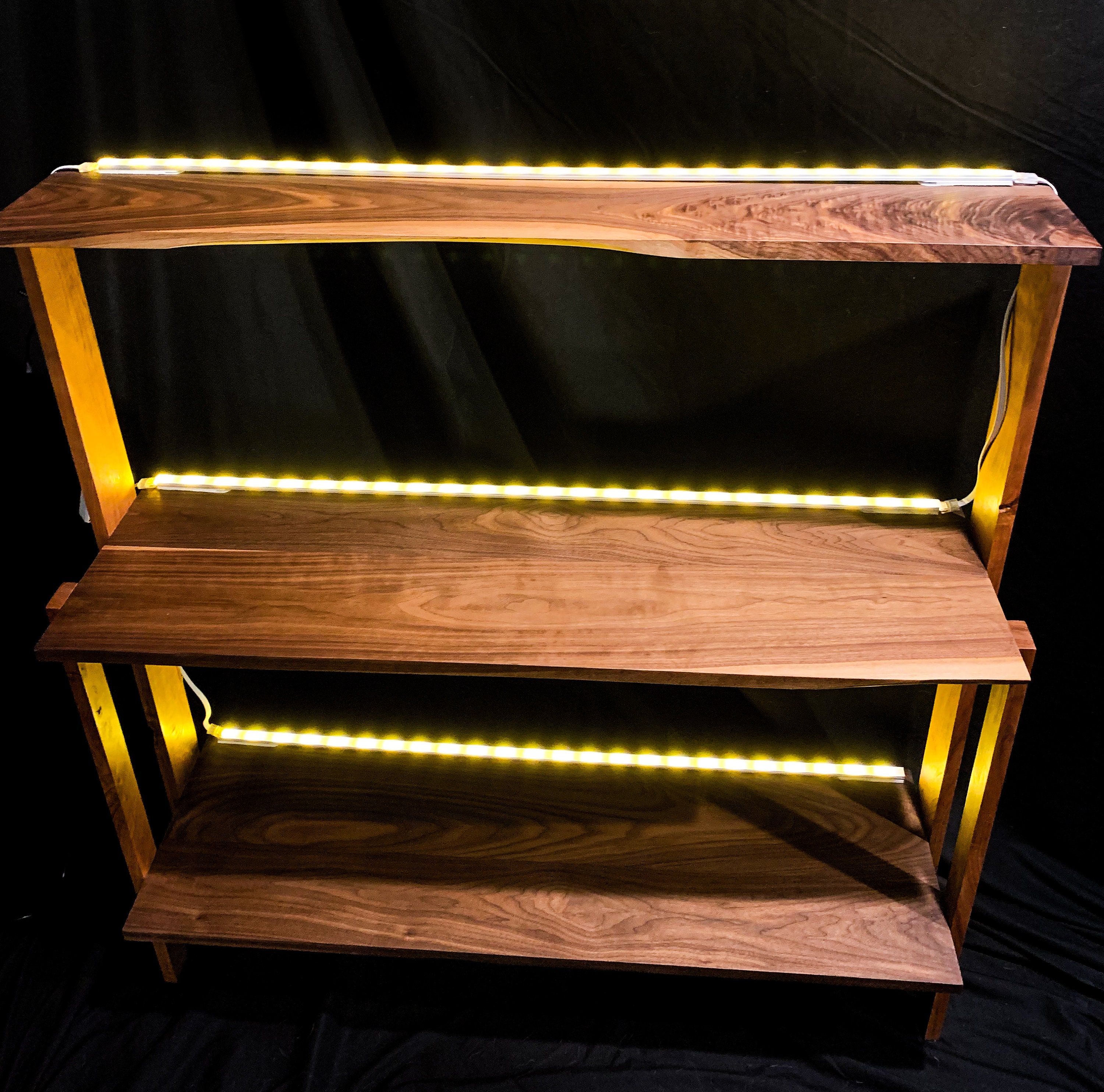 Cherry and Walnut Bar Shelf With RGB Backlighting | Wood Handmade ...