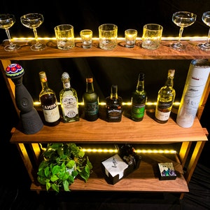 Cherry and Walnut Bar Shelf With RGB Backlighting | Wood Handmade ...