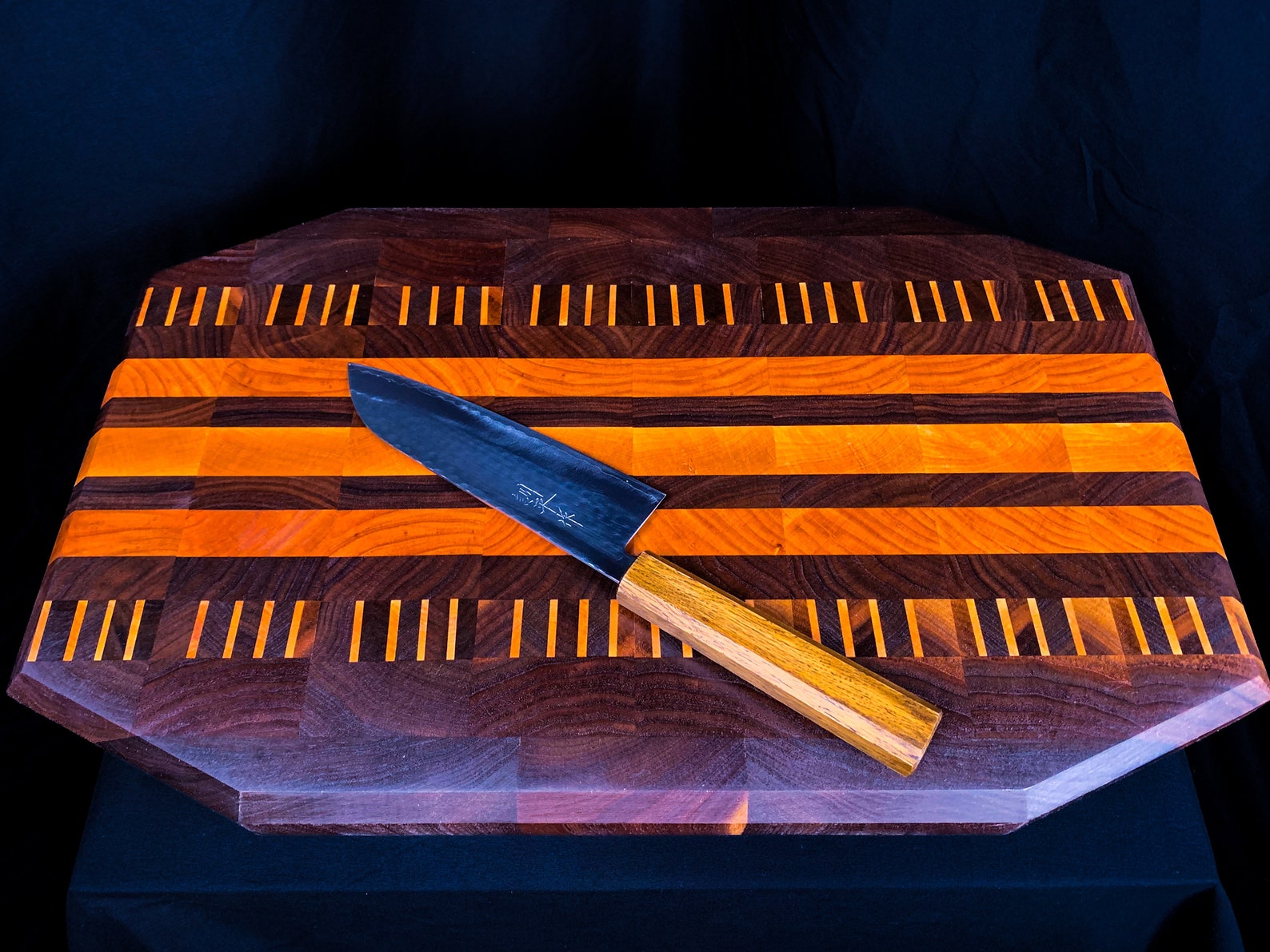 Luxury End Grain Cherry and Walnut Octagon Cutting Board | Elegant End ...