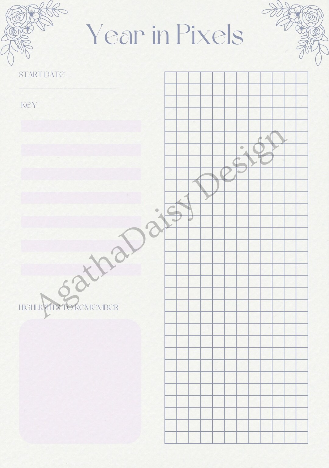 Printable Year in Pixels - Etsy