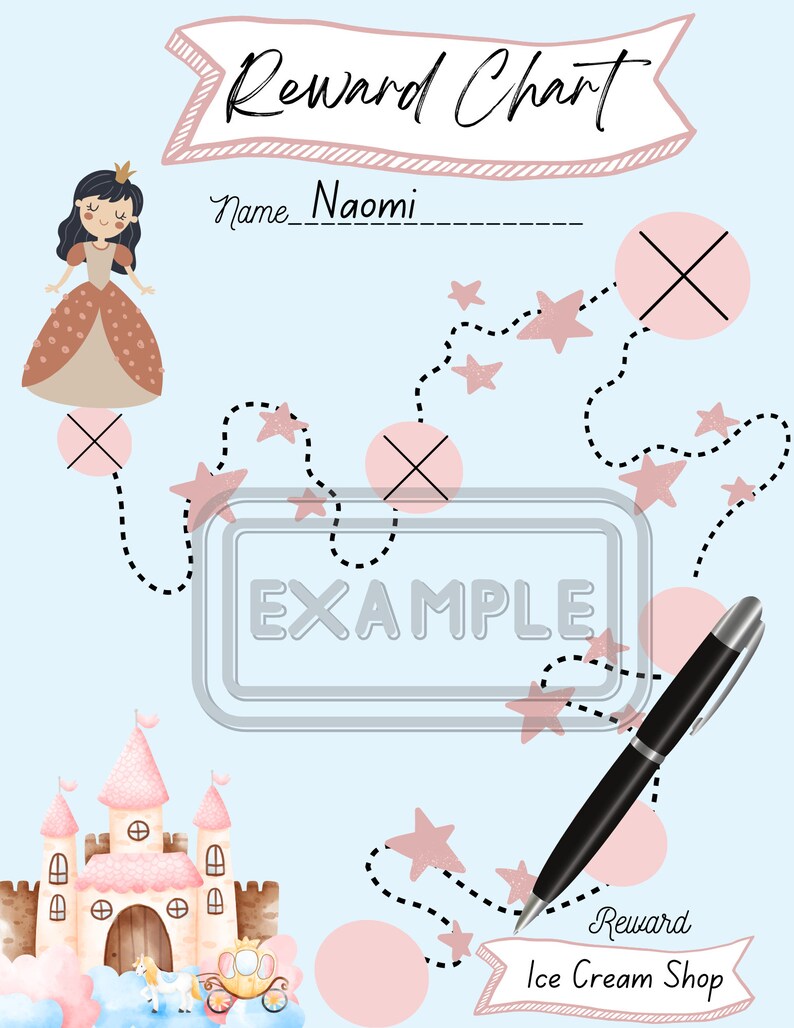Princess Reward Chart Digital Download, Princess Potty Chart, Reward ...