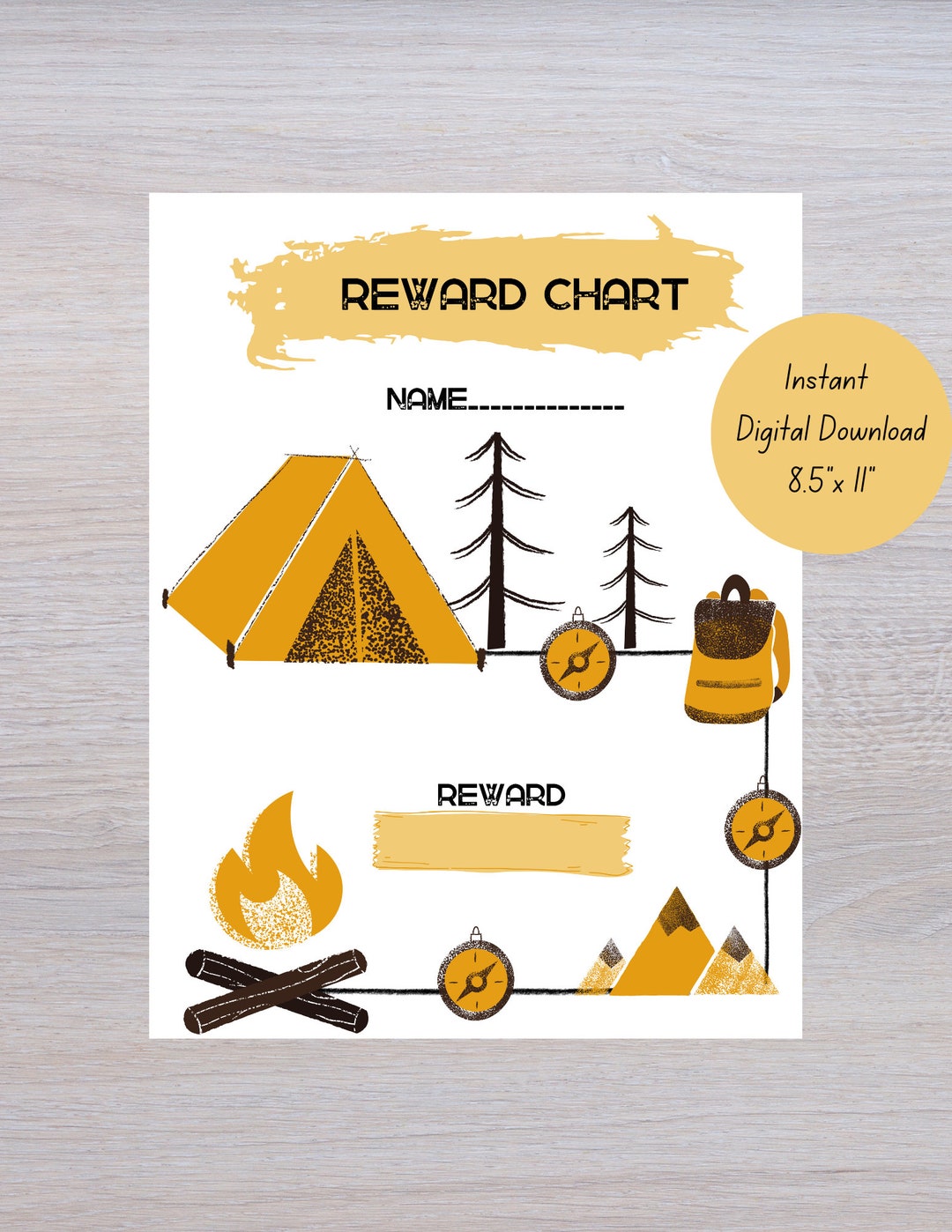 Camping Themed Reward Chart, Toddler Reward Chart, Behavior Reward ...