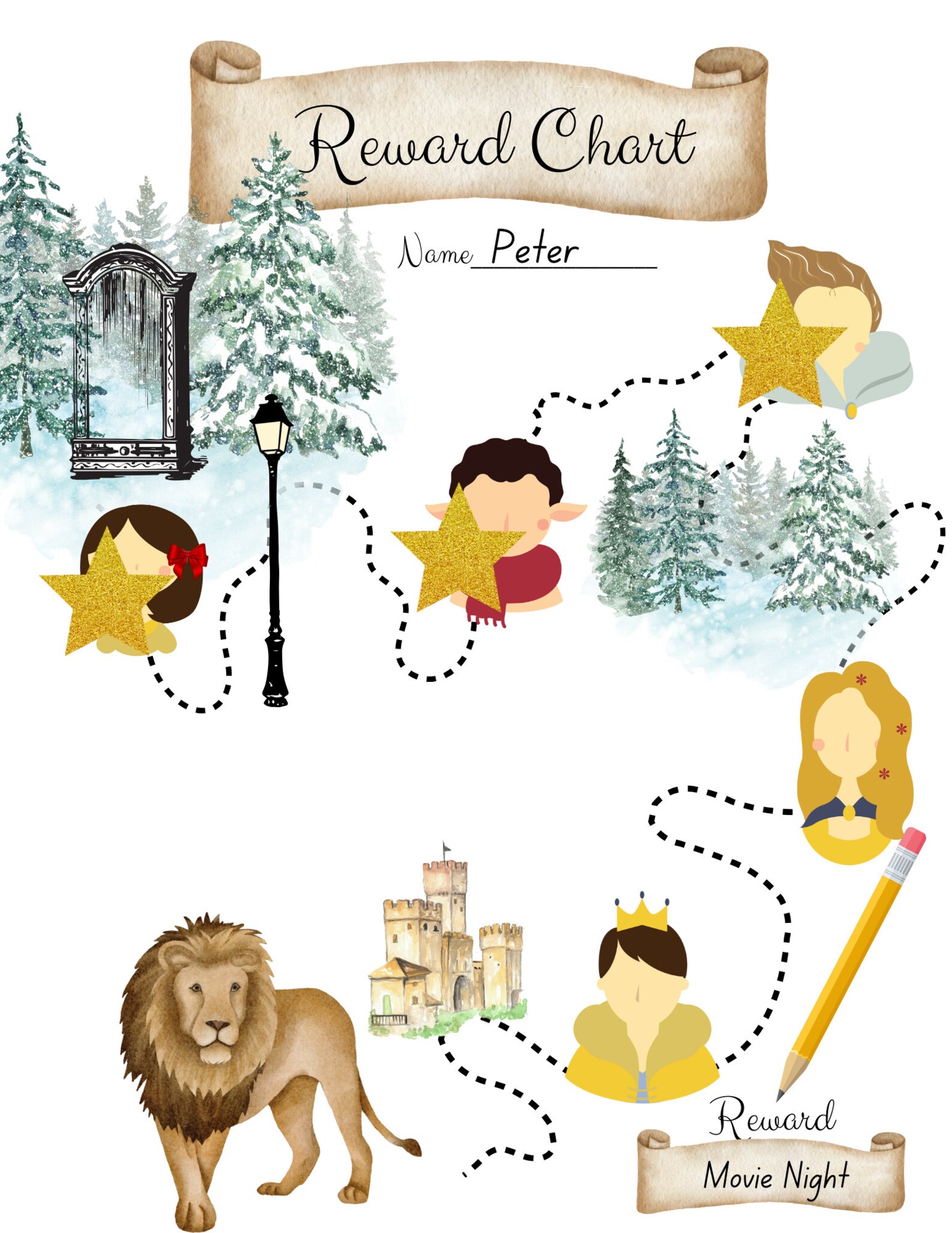 Narnia Themed Reward Chart Digital Download, the Lion the Witch and the ...