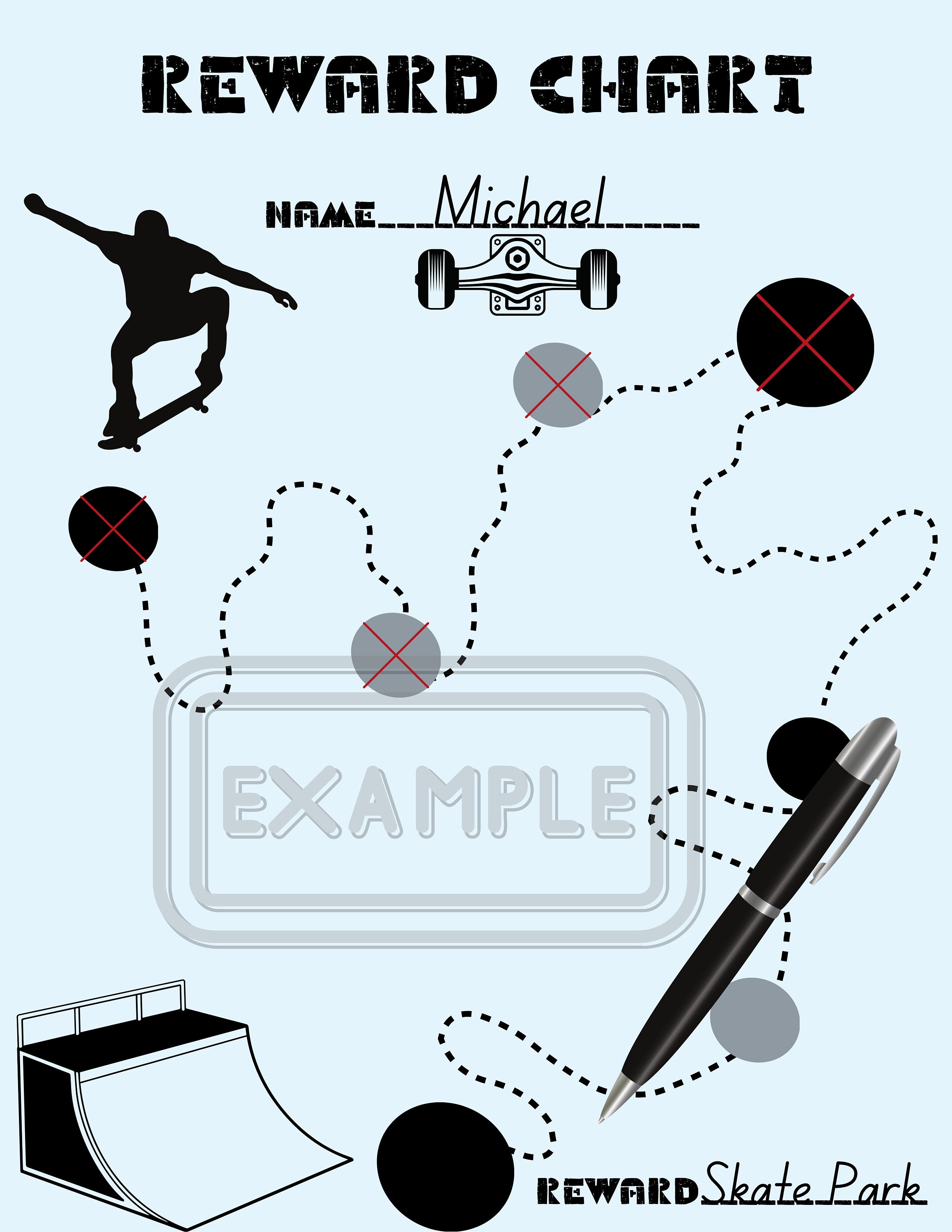 Skateboard Reward Chart: Kid's Behavior Tracker (PDF Download) - Etsy