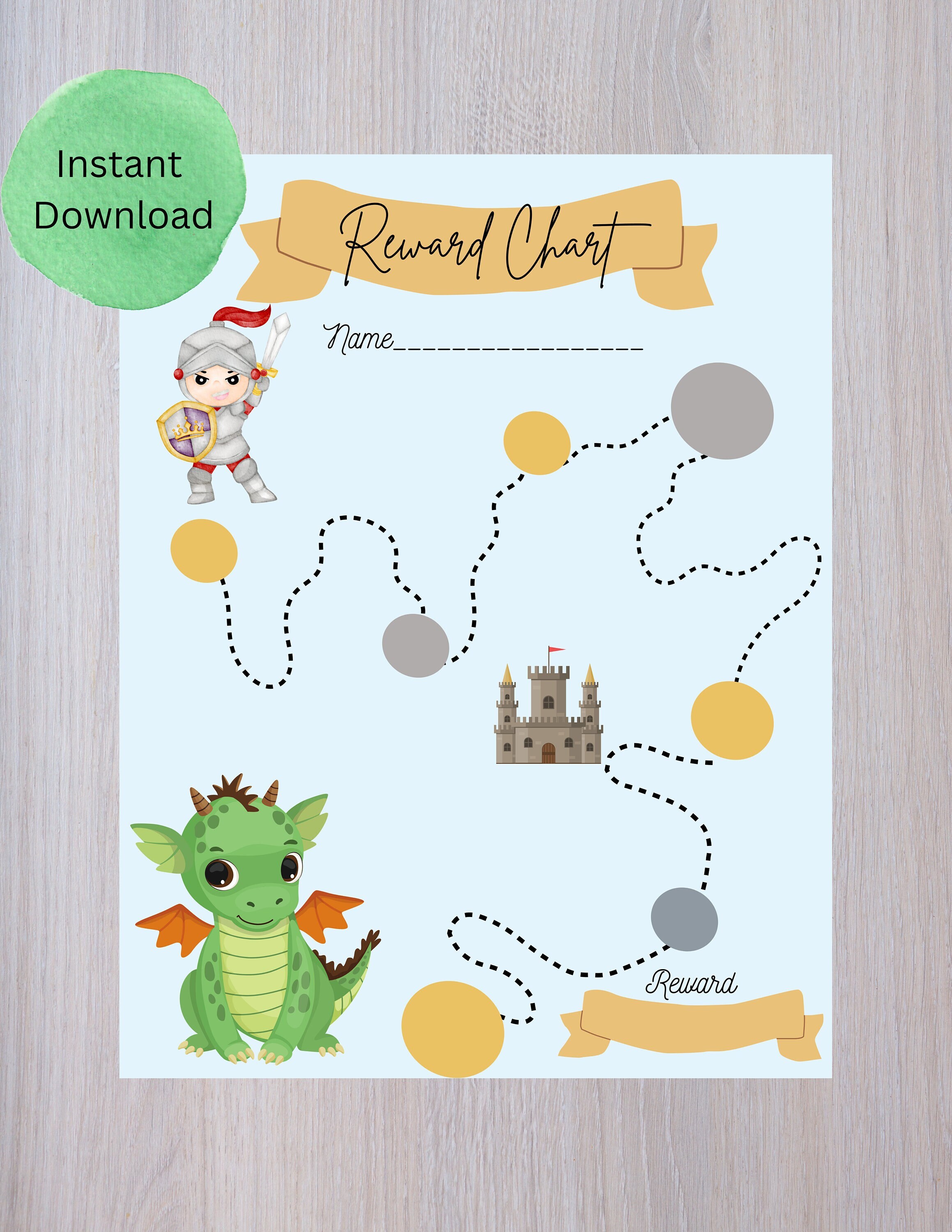 Little Knight Reward Chart PDF Download, Knight and Dragon Potty Chart ...
