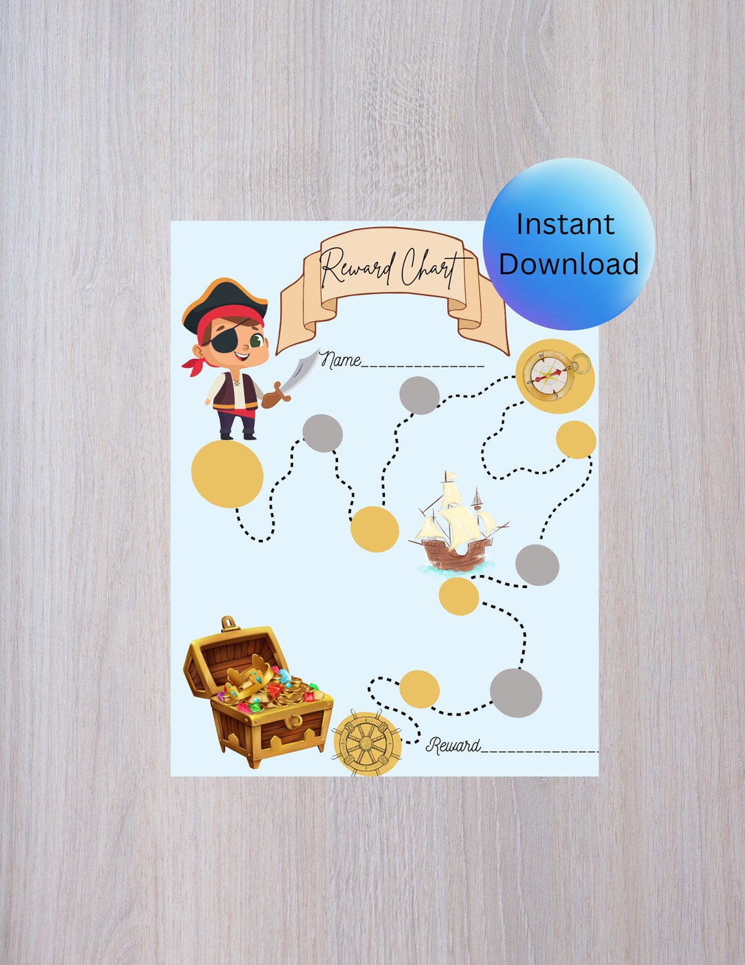Pirate Reward Chart: Kids Behavior Tracker (PDF Download) - Etsy