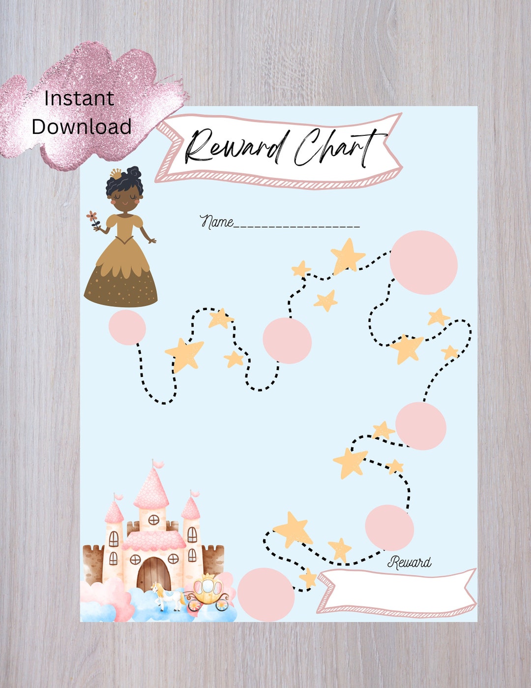 Princess Reward Chart: Toddler Behavior Template (digital Download) - Etsy