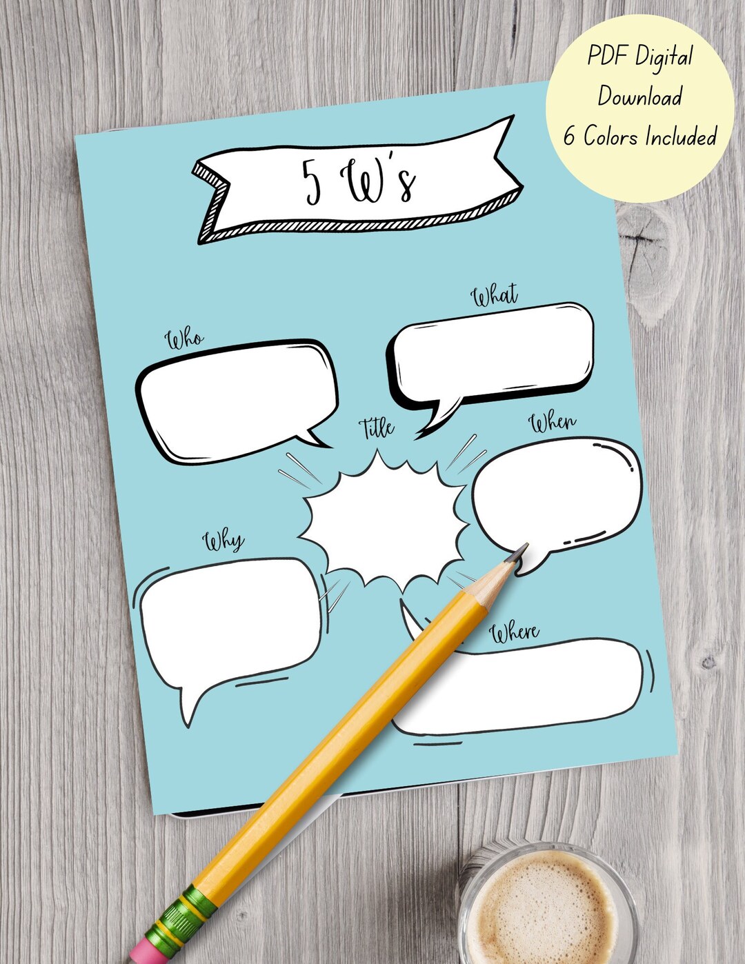 5 W's Book Report Template: Engaging Teacher Resource (PDF) - Etsy