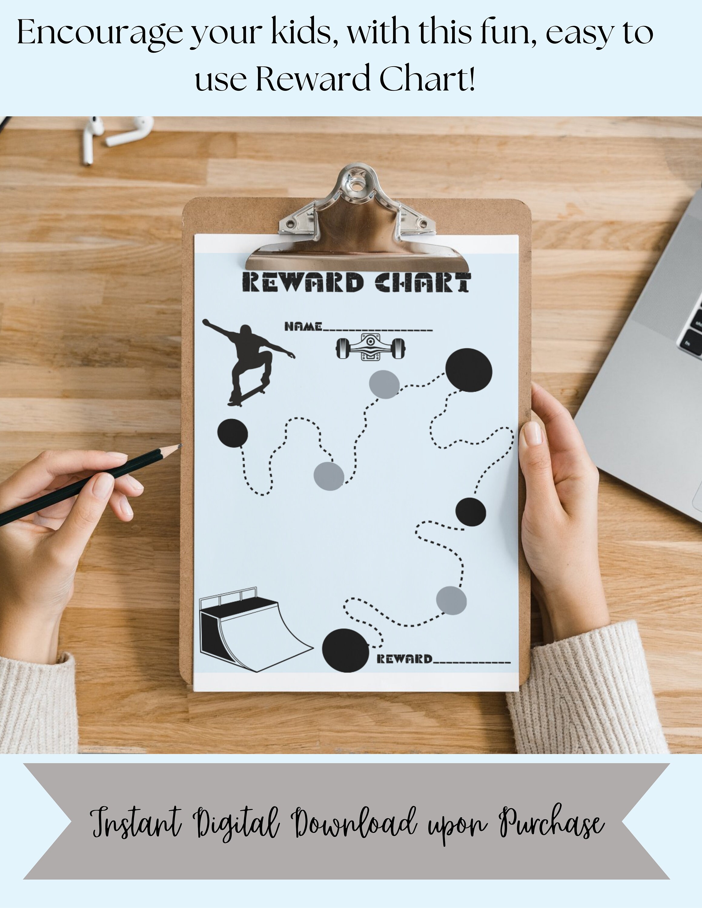Skateboard Reward Chart: Kid's Behavior Tracker (PDF Download) - Etsy