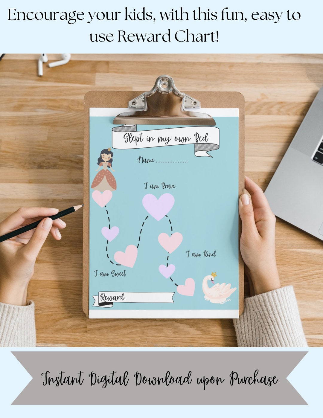 Princess Reward Chart for Sleeping in Own Bed Instant Download ...