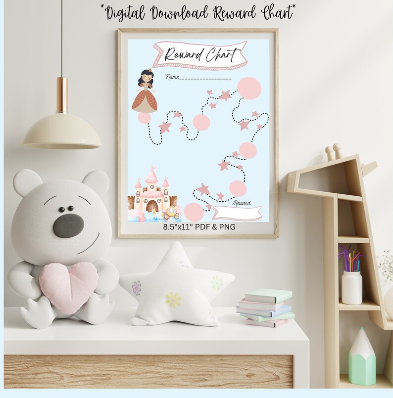 Princess Reward Chart Digital Download, Princess Potty Chart, Reward ...