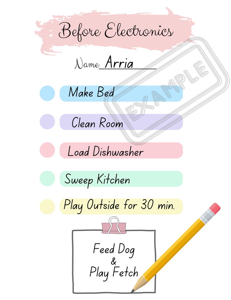 Before Electronics Chore Chart: Printable Reward Chart (PDF Download ...