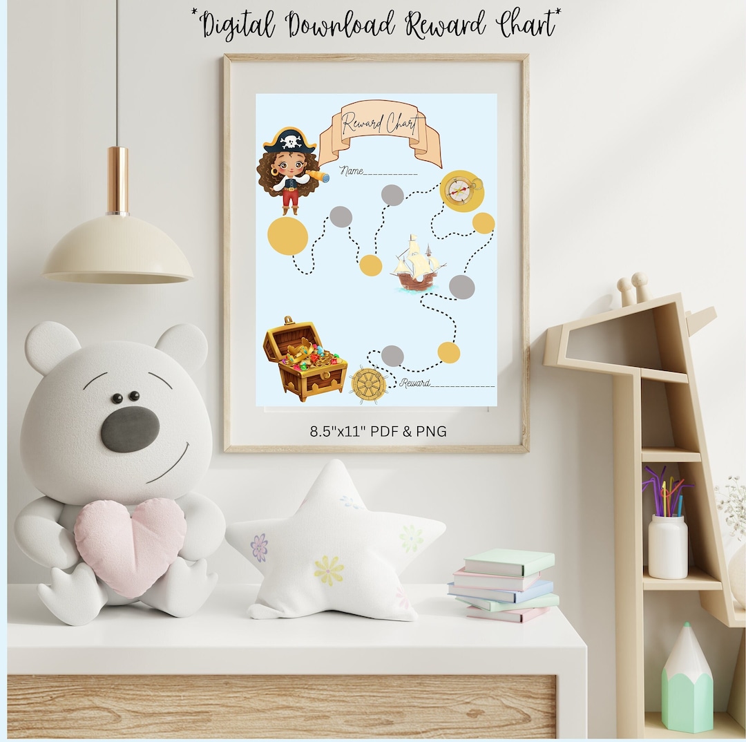 Pirate Girl Reward Chart Instant Download, Pirate Potty Chart, Behavior ...