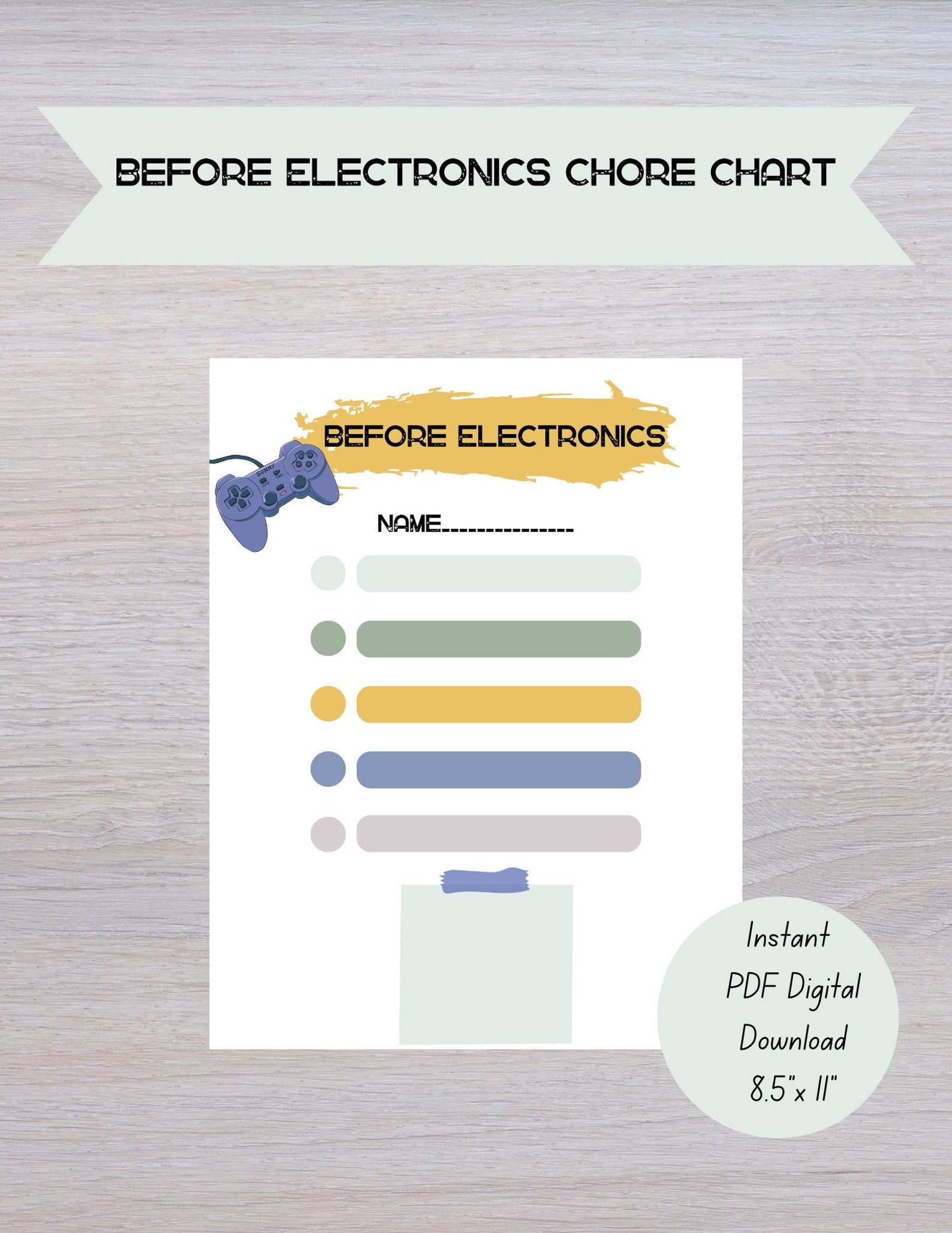 Before Electronics Chore Chart Template (PDF Download) - Etsy
