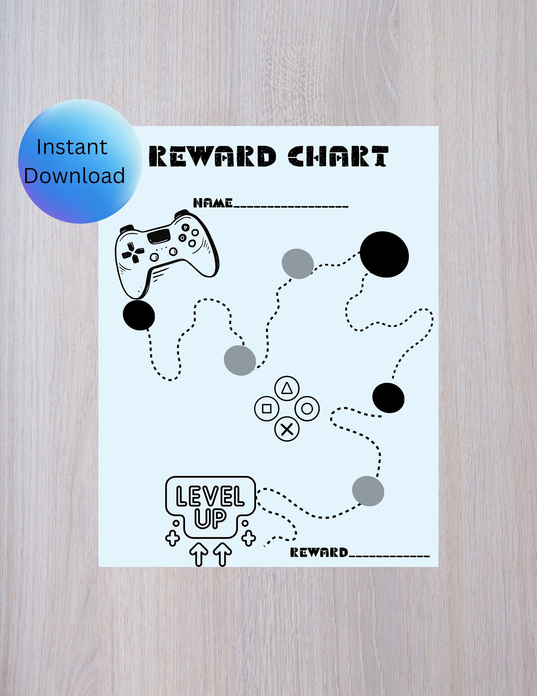 Gamer Reward Chart Instant Download, Video Game Themed Potty Chart ...