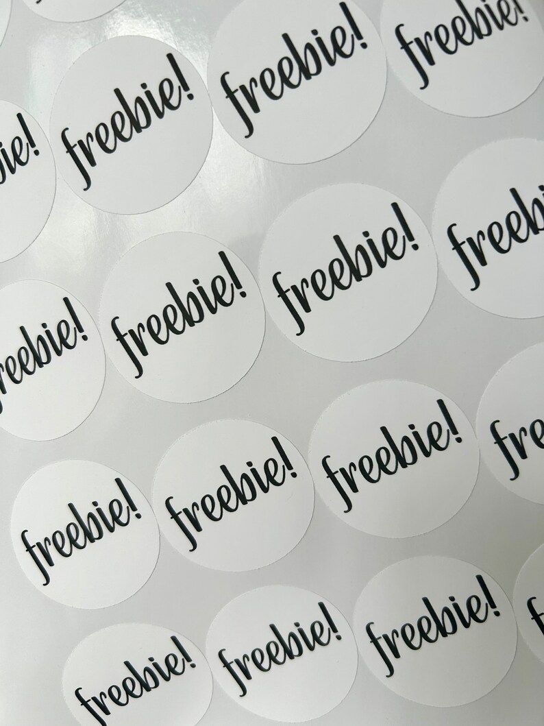 Freebie Labels Stickers White Sticky Matte Premade Small Business ...