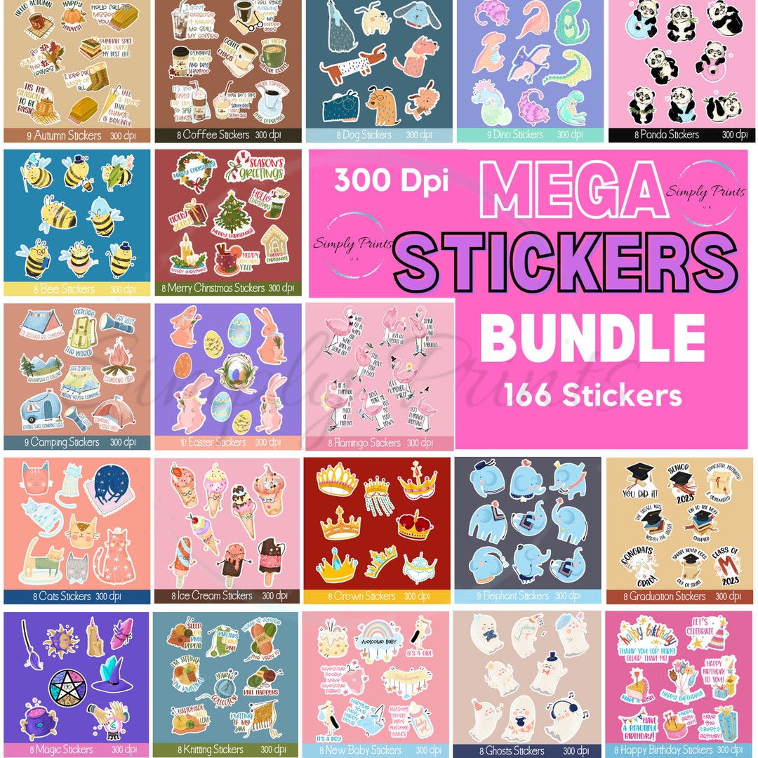 Huge Sticker Bundle PNG Digital Download Clipart Stickers Cutting Files ...