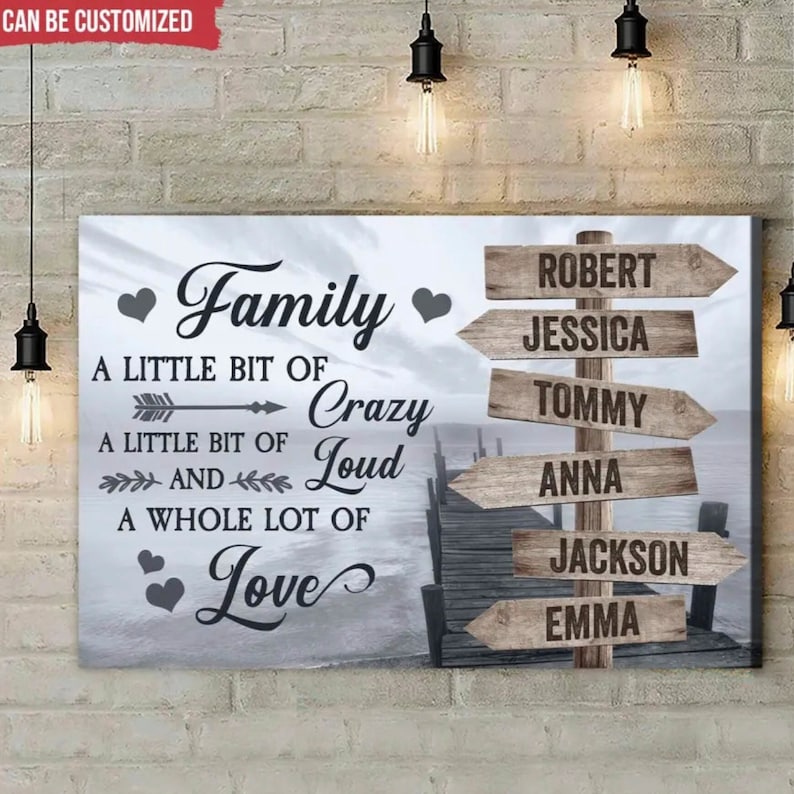 Personalized Family Canvas Family A Little Bit of Crazy A Little Bit of ...