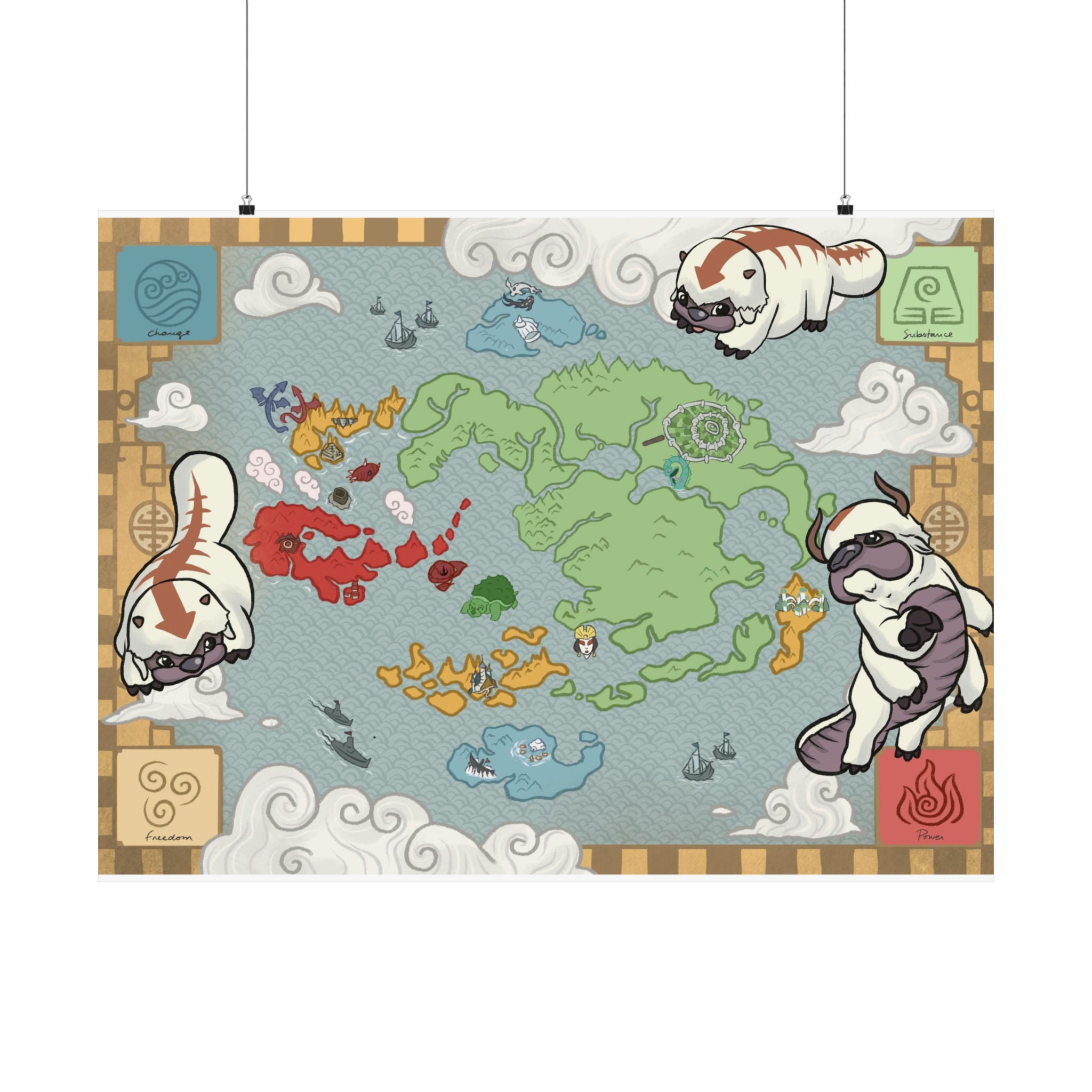 Avatar Map the Las Airbender ATLA Map Print Four Nations Illustration ...