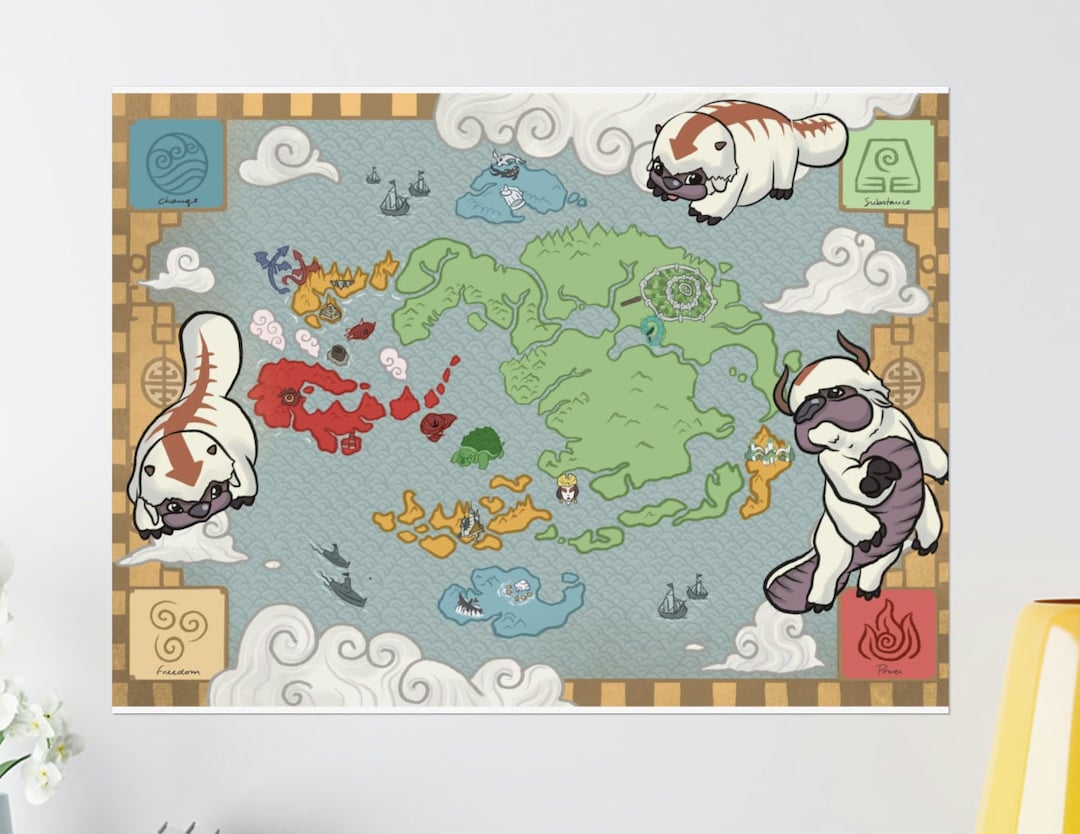 Avatar Map the Las Airbender ATLA Map Print Four Nations Illustration ...
