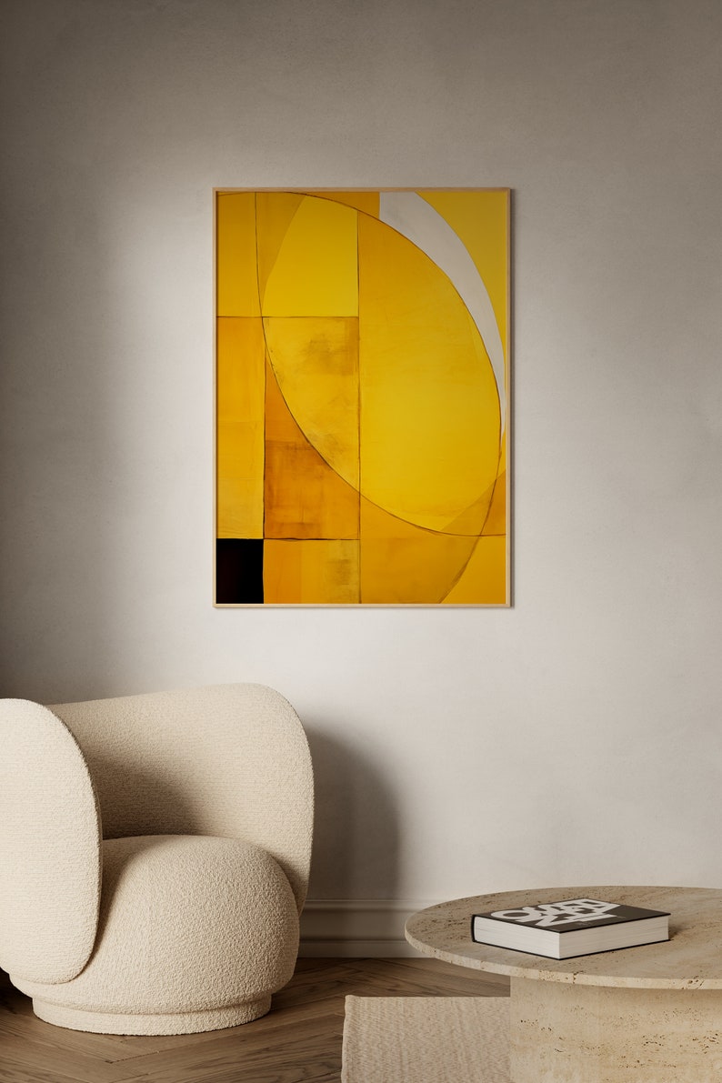 Yellow Minimalist Wall Art, Monochromatic Printable Art, Abstract ...