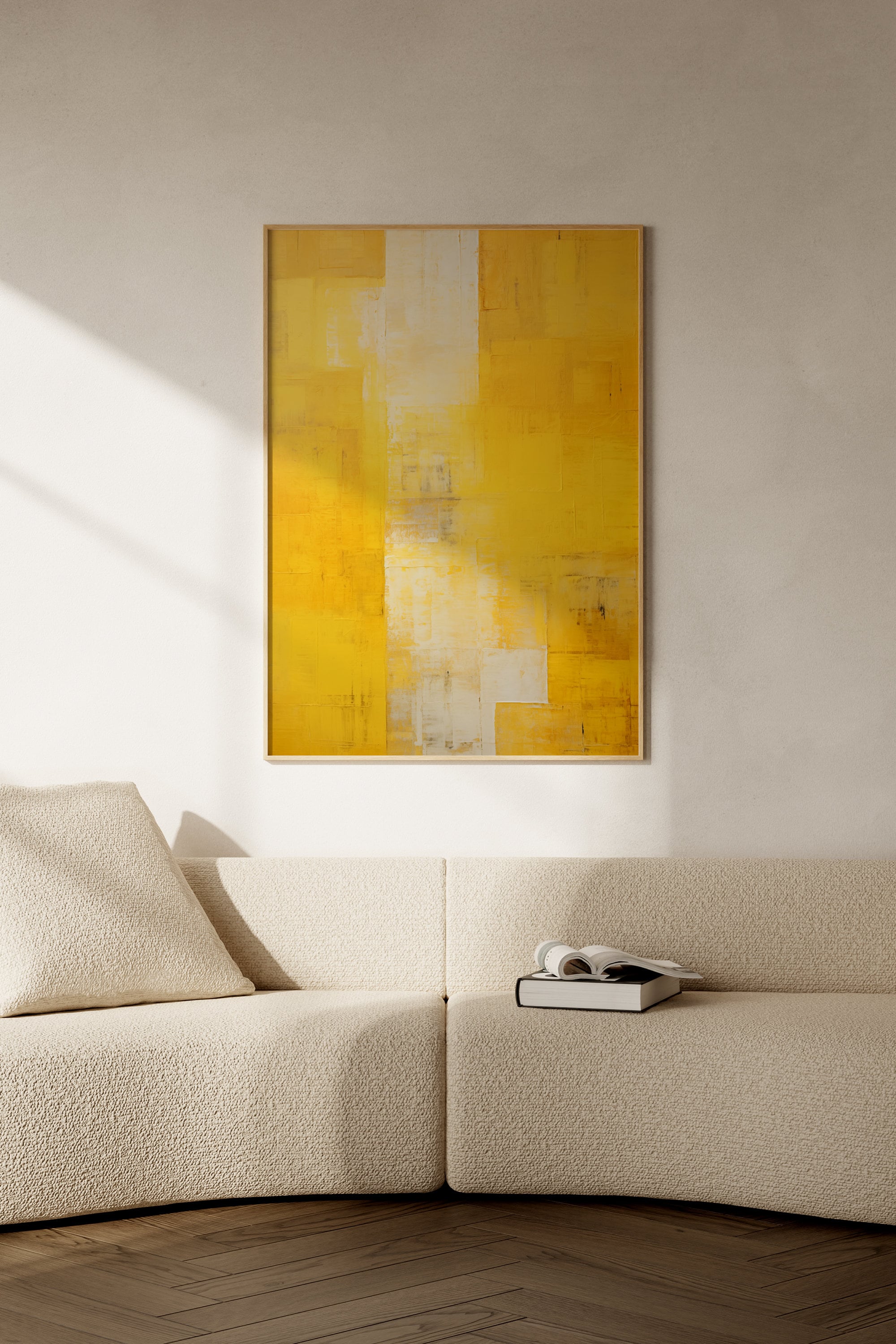 Yellow Minimalist Monochromatic Wall Art, Brushstroke Wall Art, Oil ...