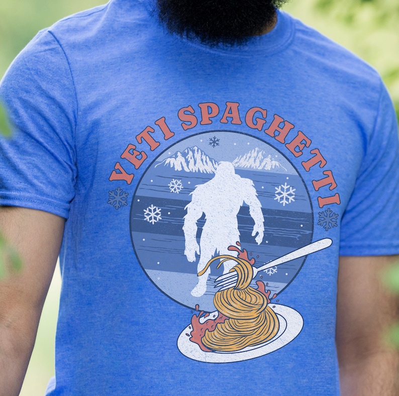 Yeti Spaghetti T-shirt, Abominable Snowman, Yeti Gifts, Sasquatch, Mountain Dude, Men's Tee ...